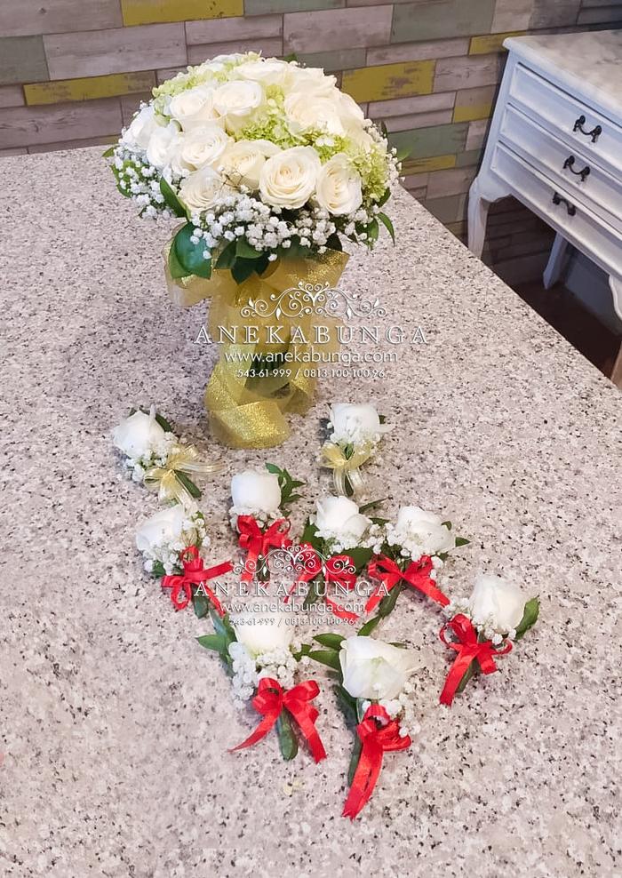 Jual Buket Wedding + 9 Corsage Bunga Korsase Pernikahan Asli Bouquet ... Jual Buket Wedding + 9 Corsage Bunga Korsase Pernikahan Asli Bouquet ...
