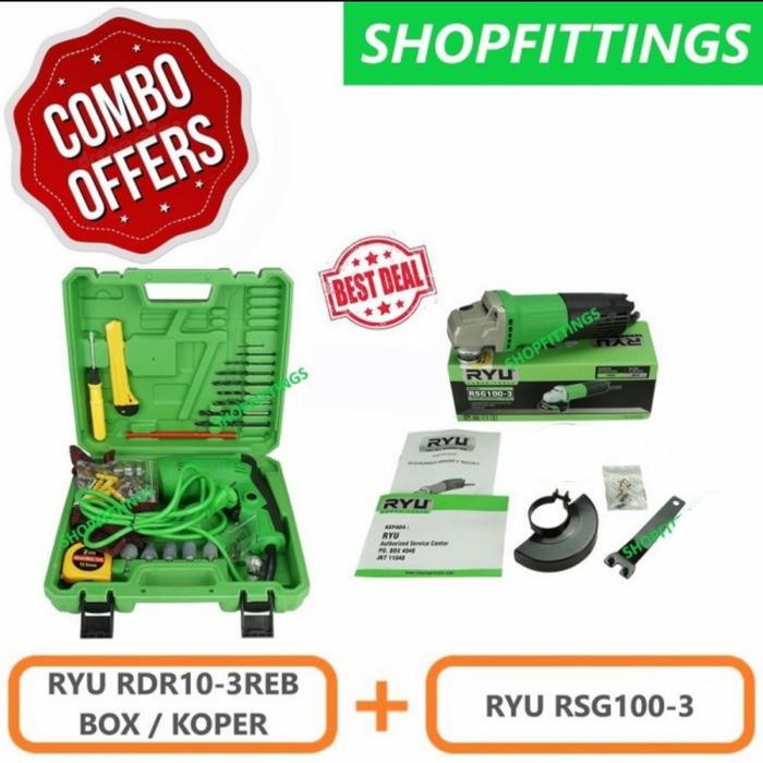 Jual RYU Paket PROMO Mesin Bor 10 mm RDR TOOL KIT BOX & Gerinda 4" RSG ...