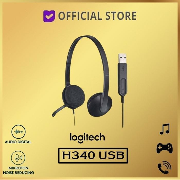 Jual Logitech H340 USB Headset Computer H 340 Stereo Sound With Mic ...