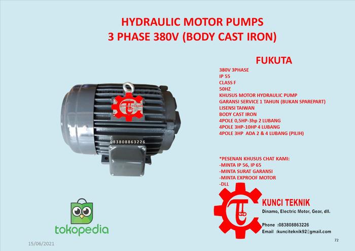 Jual FUKUTA 10HP 7.5KW 4Pole Elektro Motor Oli / Hydraulic Motor Pumps ...
