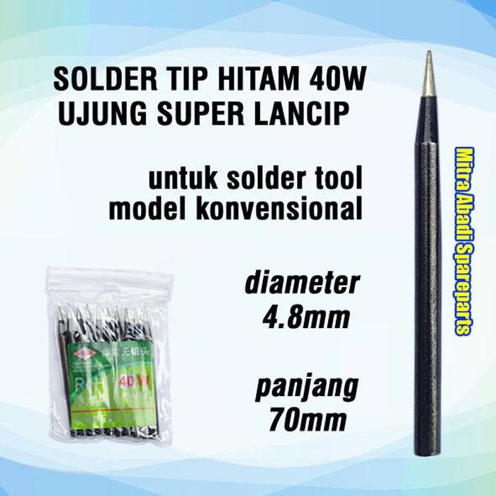 Jual Mata Solder Konvensional Tip Hitam 40W40 Watt Ujung Lancip 4.8mm ...