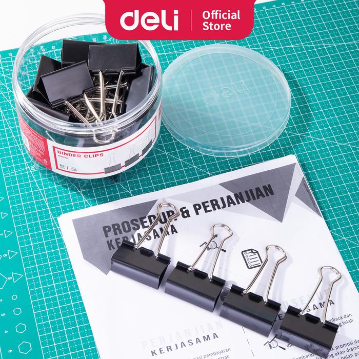 Jual Deli Klip Binder / Binder Clip - Hitam&Black 24/Tube 41mm E8562A ...