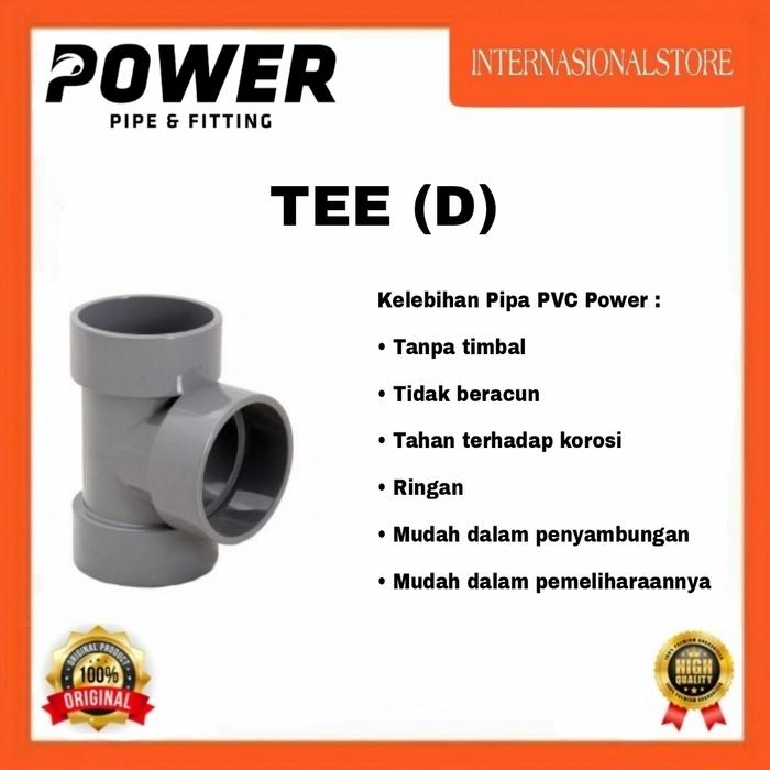 Jual TEE ukuran 3" x 2 1/2" Fitting Pipa PVC Power D - Kota Medan ...