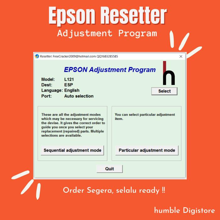 Jual Epson L121 Program Resetter / Waste Ink Pad Counter Reset - Kota ...