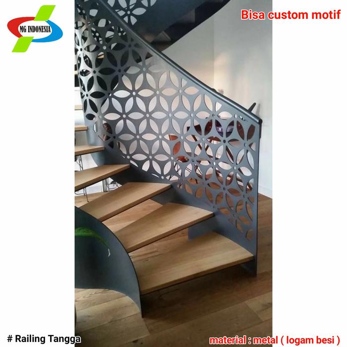 Jual railing tangga minimalis unik laser cutting motif bunga - Kab ...