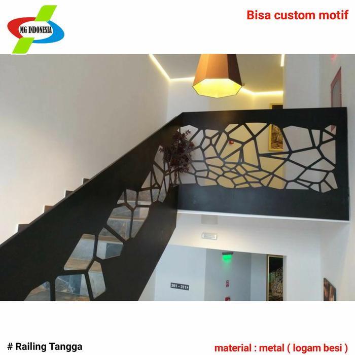 Jual railing tangga laser cutting stainless motif kotak abstrak - Kab ...
