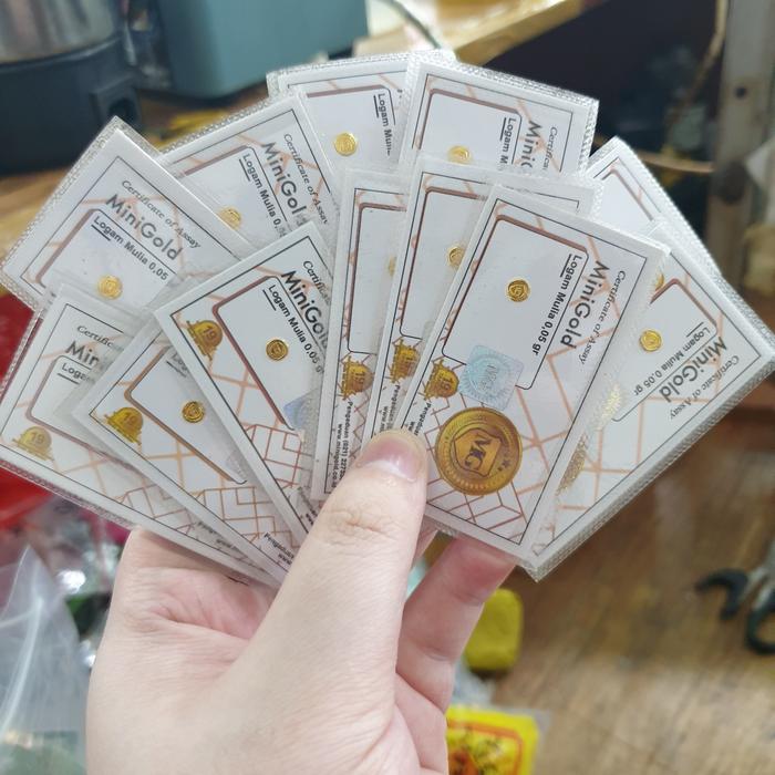 Jual LM logam mulia mini gold minigold certificate of assay 0.05 0,05 ...