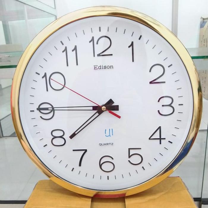 Jual Jam Dinding EDISON Mesin Quartz Halus Ukuran Diameter Bulat 31Cm ...