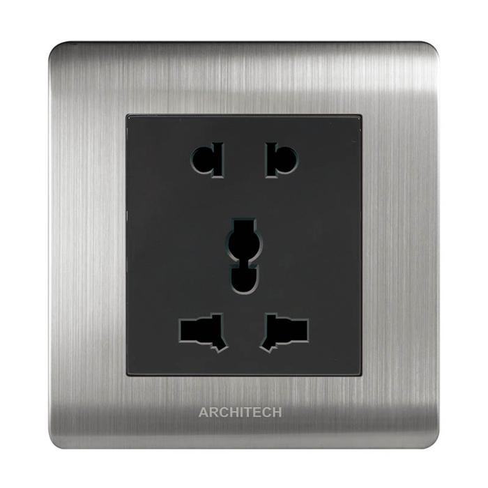 Jual ARCHITECH B9 C06 16AX 2&3 PIN STOP KONTAK UNIVERSAL KOTAK Silver ...