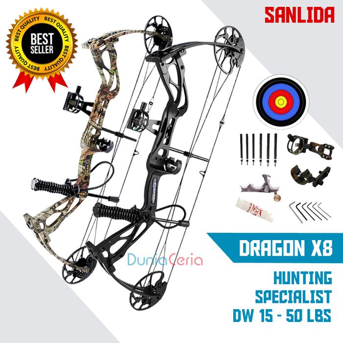 Jual Fullset Busur Panah Sanlida Dragon X8 Compound Bow - Hitam, 0 ~ 60 lbs - Kota Bekasi ...