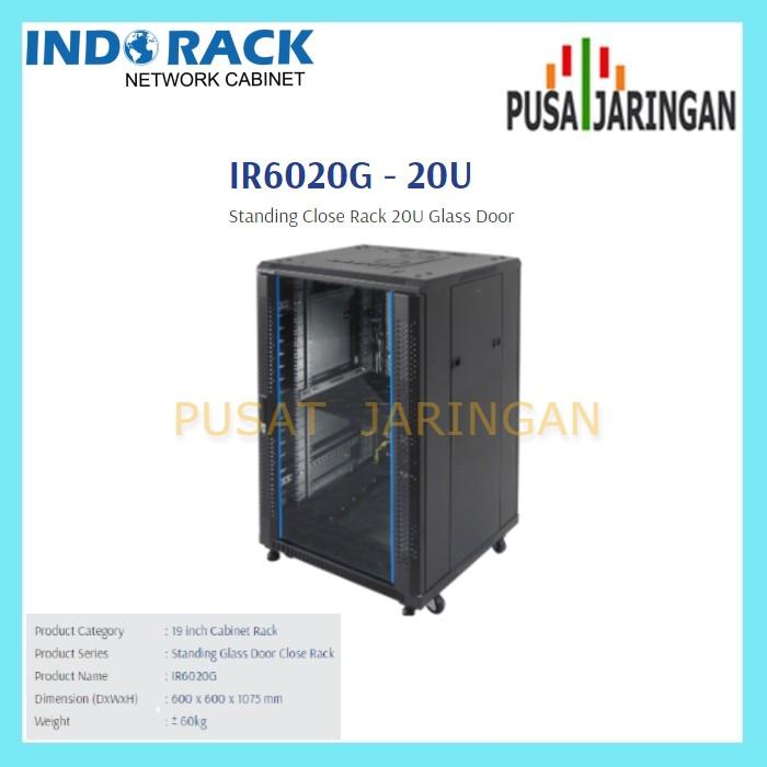 Jual Indorack IR6020G Standing Close Rack 19" 20U Depth 600mm Glass ...