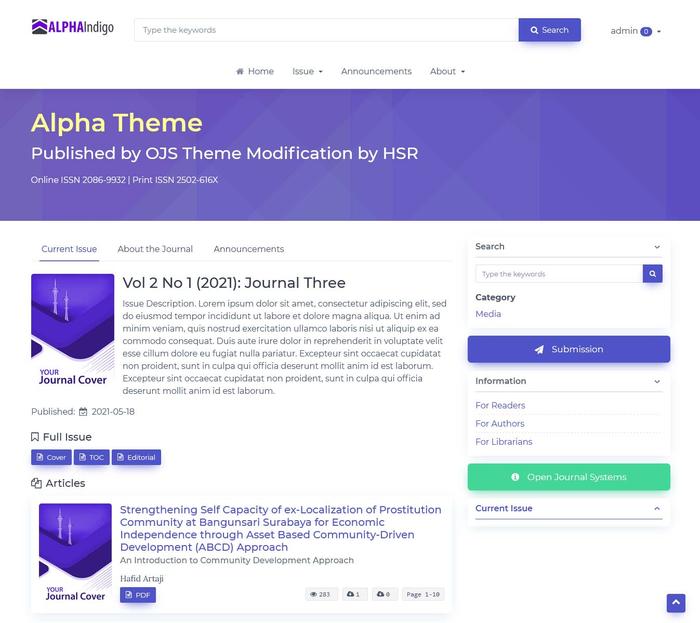 Jual Alpha Theme/Template OJS 3.1.x - Ungu - Kab. Pasuruan - OJS ...
