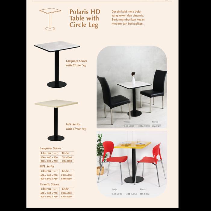 Jual Meja Persegi Cafe / Bar / Resto CIRCLE LEG - LACQUEER-HPL-GRANITE ...