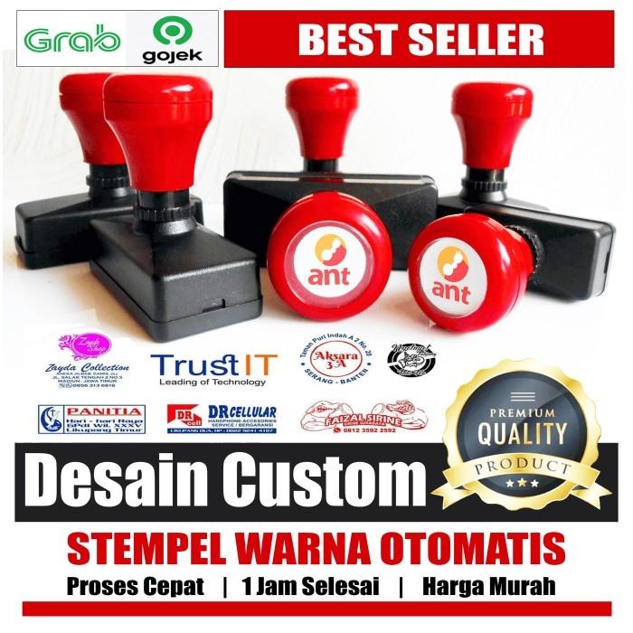 Jual Stempel Warna Otomatis/Flash/Custom/Murah & Berkualitas varian standar Biru Ungu - bulat 2 ...
