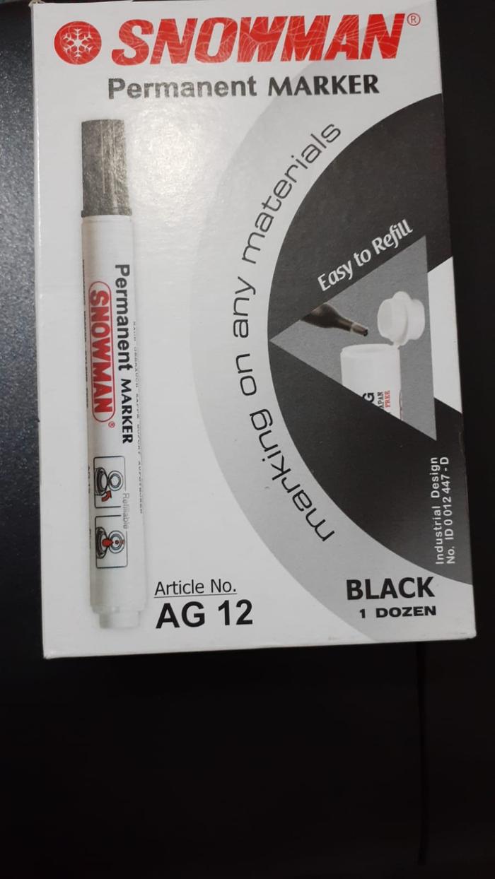 Jual Snowman Spidol Permanent Marker Ag 12 (isi 12) - Hitam Atau Biru ...