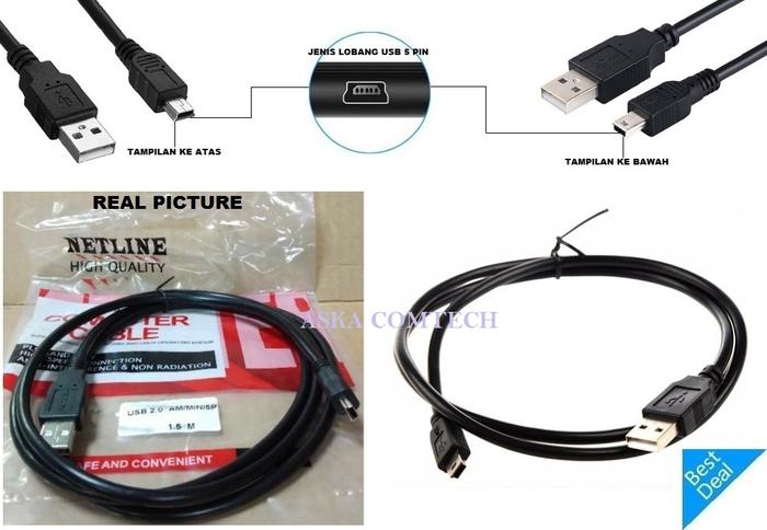 Jual netline Kabel USB Mini 5 Pin esia 1.5 meter high speed data ...