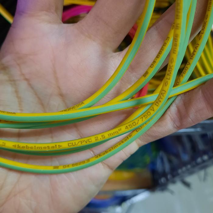 Jual kabel grounding 2.5 mm kuning hijau NYA kawat tunggal - Jakarta ...