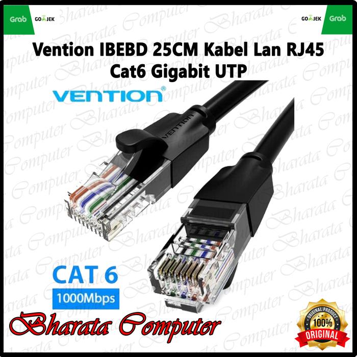 Jual Vention IBEBD 0.5M Kabel Lan RJ45 Cat6 Cat.6 Gigabit UTP Round ...