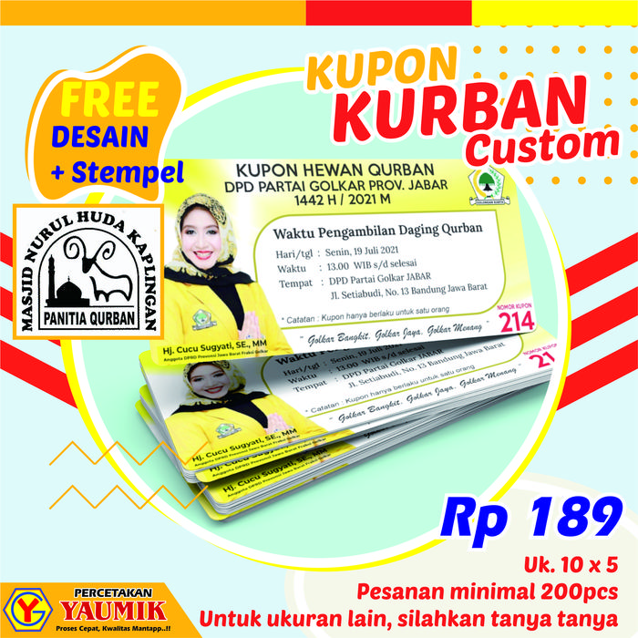 Jual Kupon Kurban Pengambilan Daging Qurban Custom FullColor BONUS ...