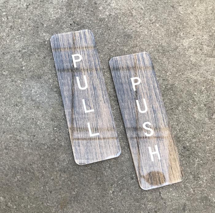 Jual pelang pintu push pull kayu marmer. signboard akrilik door open ...