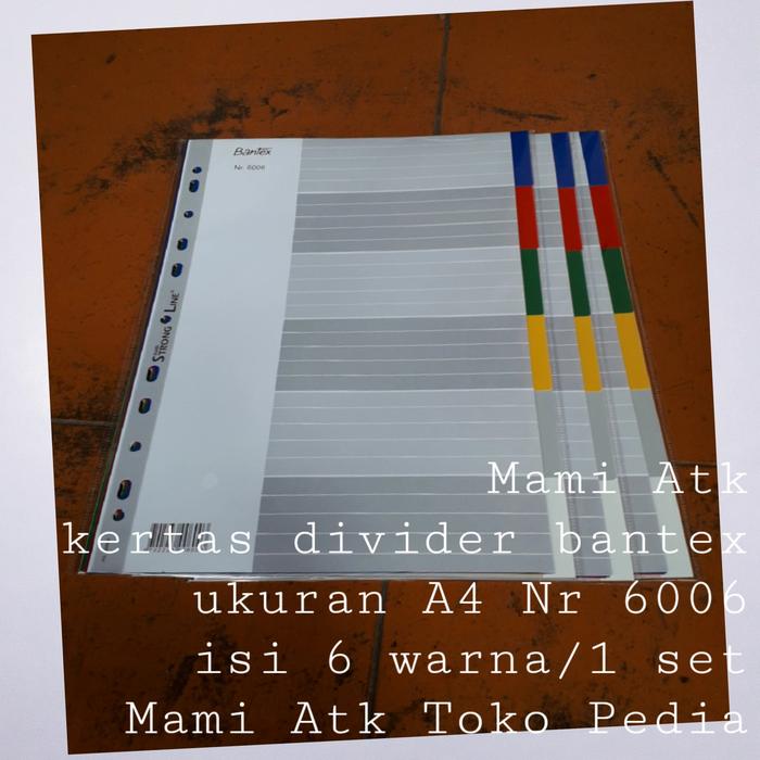 Jual PP colour divider bantex size A4 kertas pembatas 6 pages no ref ...