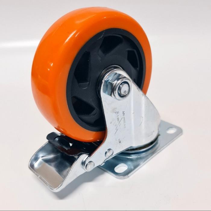 Jual roda pu 4 inch rem ball bearing medium/rak etalase/troli - Jakarta ...