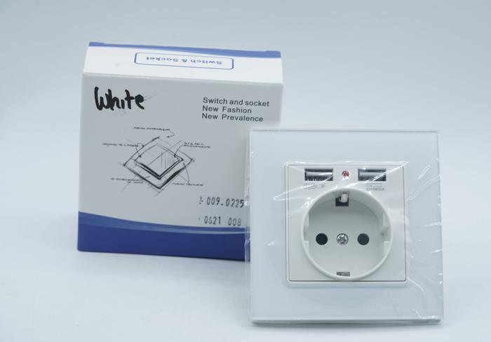 Jual Stop Kontak USB Charger Soket Dinding White Wall Power Socket Plug ...