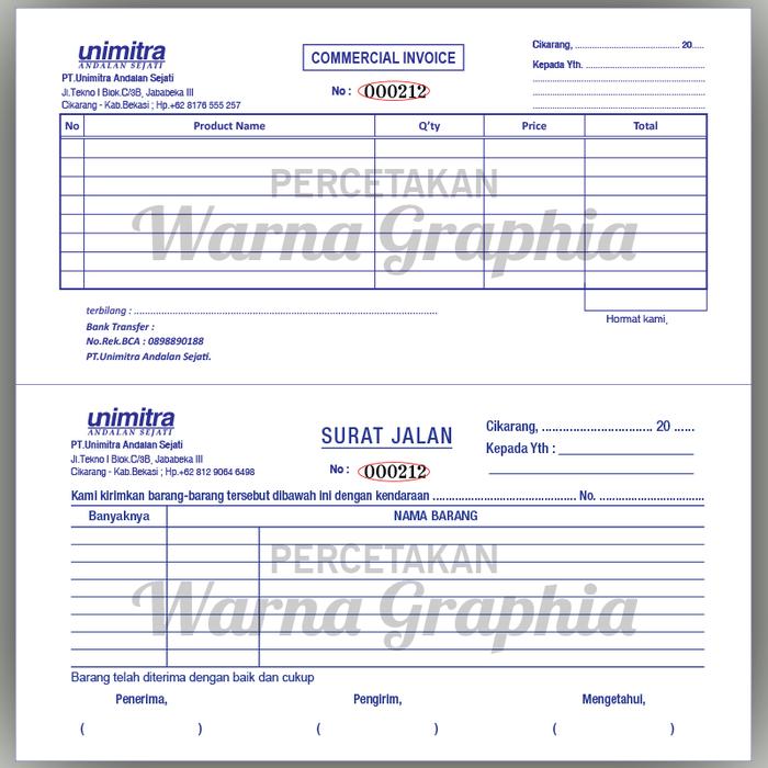 Jual Cetak Nomorator dan Jilid Nota+Faktur+Surat Jalan+Invoice 1 RIM ...
