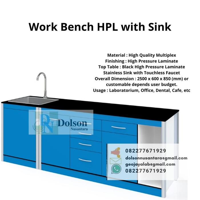 Jual Meja Laboratorium Office Workstation With Sink Work Bench HPL ...