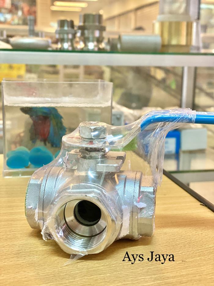 Jual Ball Valve Stop Kran 3 Way / 3way Stainless SS316 Drat 1/2 " Inchi ...