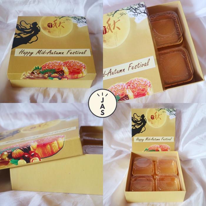 Jual kotak moon cake 20x20x6,5 hard box / handmade / mooncake box isi 4 ...
