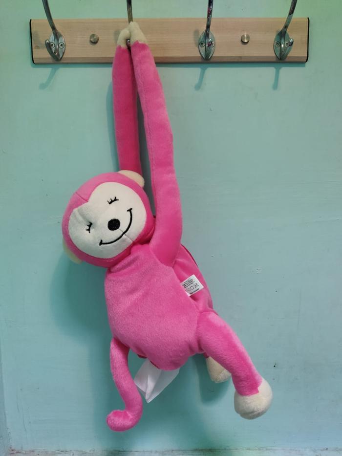 Jual Tempat tisu monyet gantung. Kotak tissue boneka Monkey - pink ...