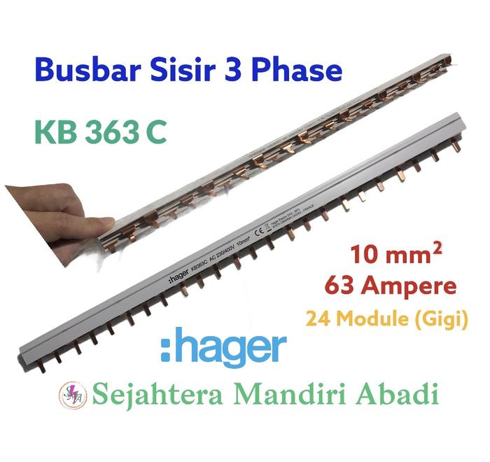 Jual Busbar Sisir MCB 3 Phase Hager 10mm2 63A KB363C 24 Module Jumper ...