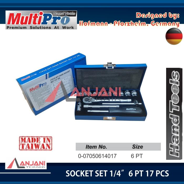 Jual MULTIPRO KUNCI SOK SOCKET SET 1/4 INCH DR 6 PT 17 PCS 4-12 mm ...