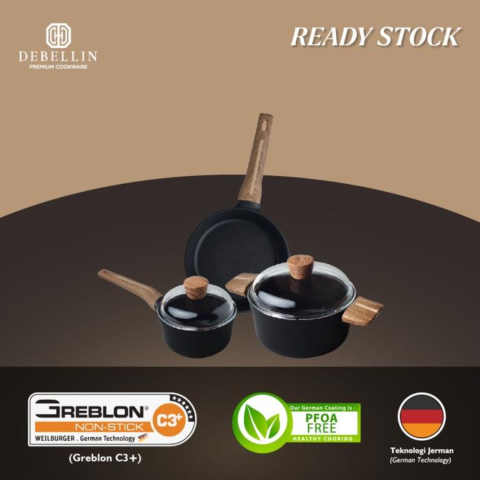 Jual Debellin Premium Cookware Set - Absolute Granite Drei Package Set of 3 - Jakarta Pusat ...
