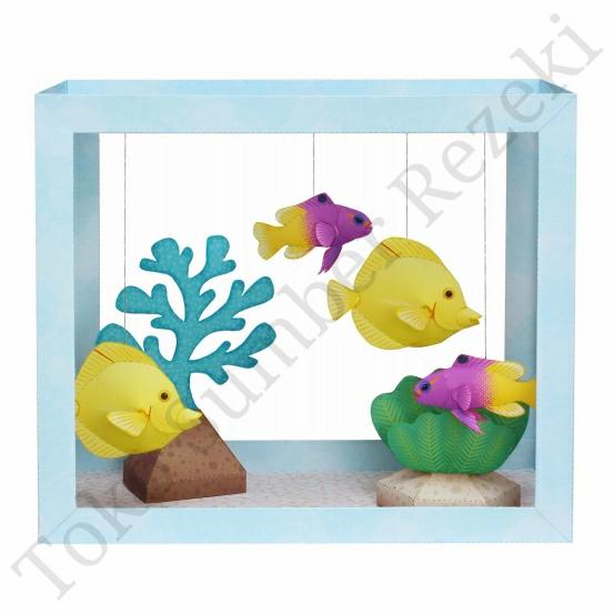 Jual Yellow Tang Royal Gramma Kotak Papercraft Aquarium Ikan 3D Puzzle ...