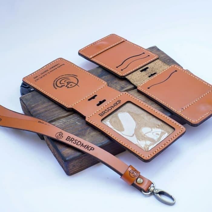 Jual Name tag ID card holder kulit sapi asli name tag lanyard tali id ...