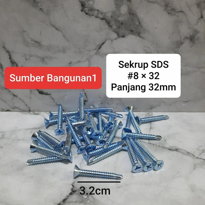 Jual Sekrup SDS FH 8 x 32 skrup putih GRC bor 32mm 3 cm roofing - Kab ...