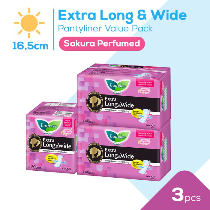 Promo Laurier Extra Long & Wide Value Pack - Pantyliner Perfumed 16.5cm ...