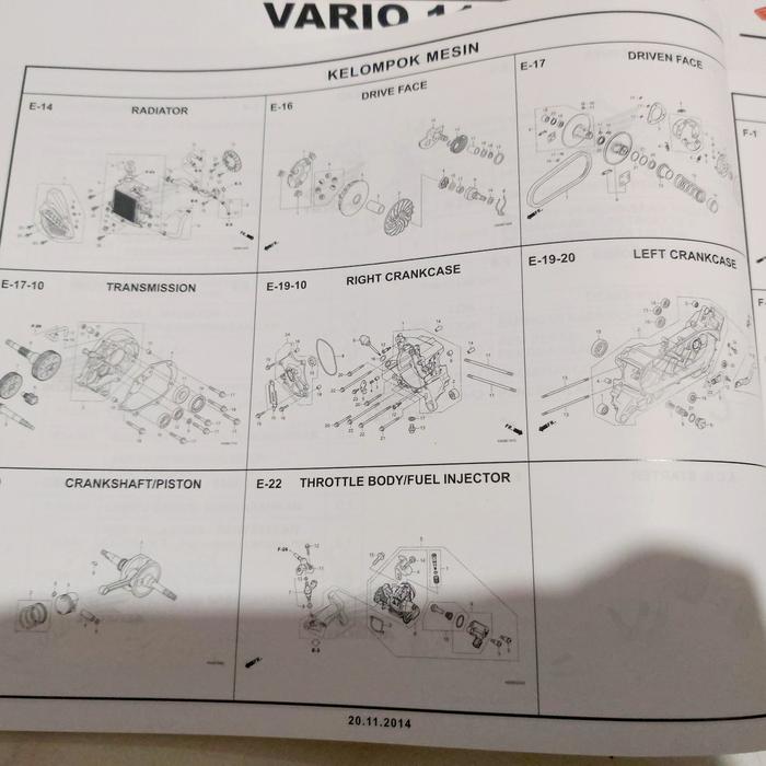 Jual Buku Katalog Motor Honda Buku Mesin Beat Fi Vario 110 125 Fi ...