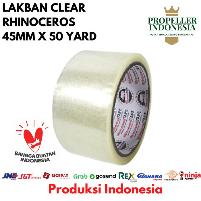 Jual Lakban Bening Putih RHINOCEROS Tape Clear 2 inci 45mm x 50 Yard ...