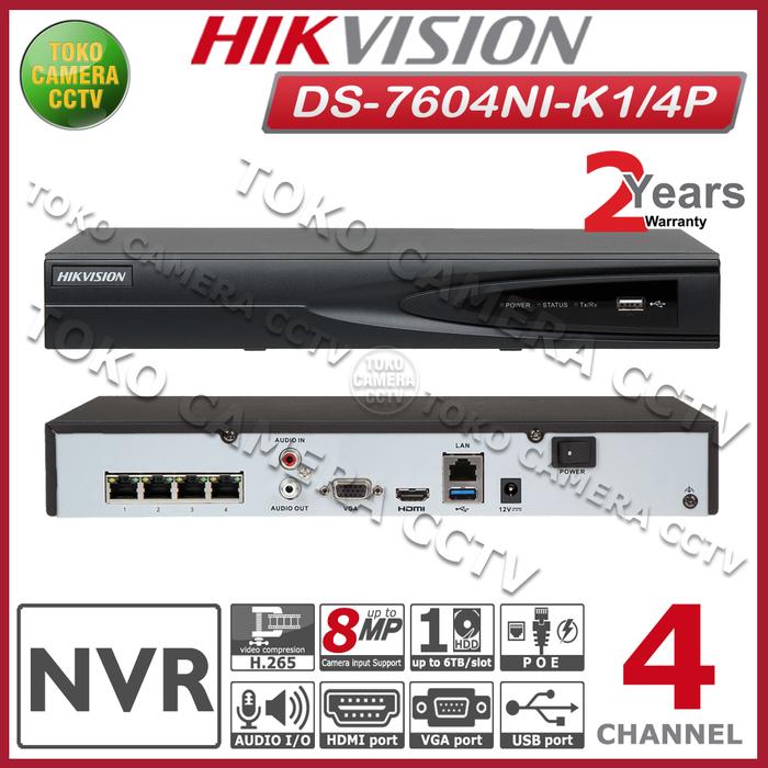 Jual NVR HIKVISION 4 CHANNEL DS-7604NI-K1-4P POE - Jakarta Barat - TOKO CAMERA CCTV | Tokopedia