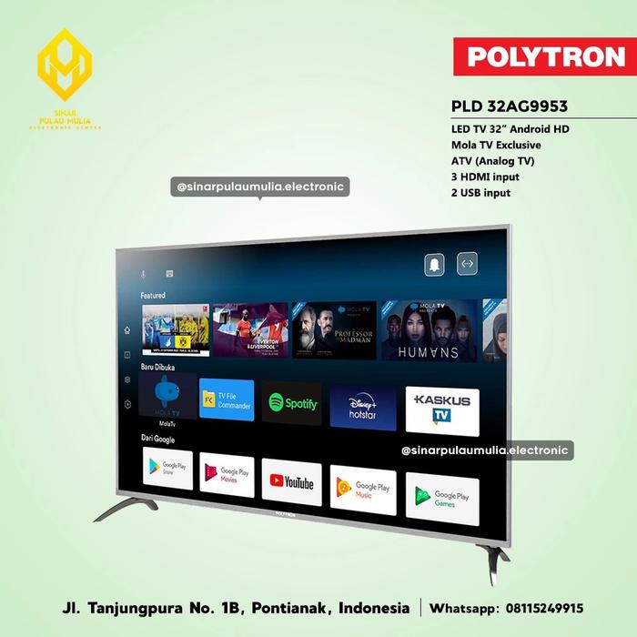 Jual Polytron LED TV 32" Smart Android HD - PLD 32AG9953 / PLD 32 AG 9953 - Kota Pontianak ...