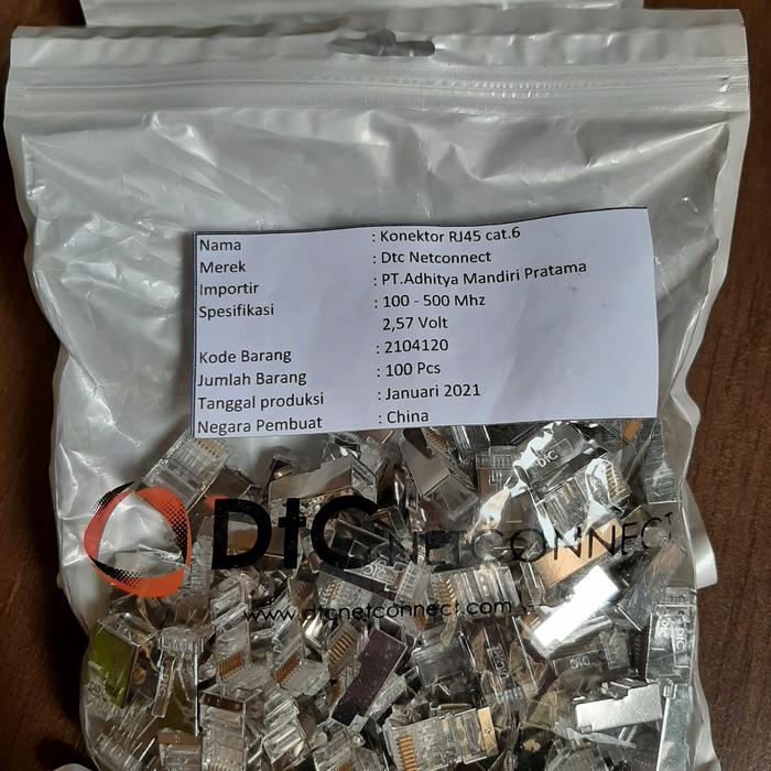 Jual konektor RJ 45 cat6 shielded Dtc netconnect @100bh / rj45 dtc cat ...