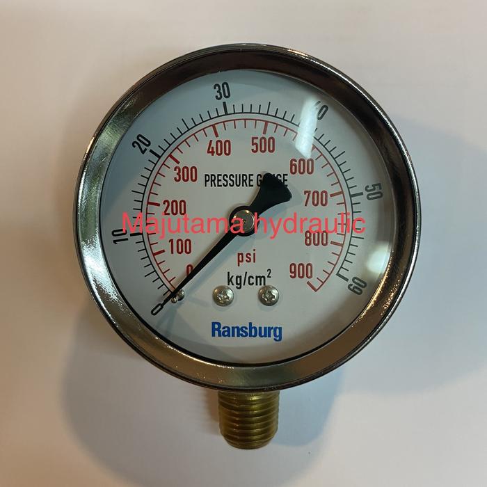Jual Pressure gauge//manometer 2,5 inch 60 bar(kg/cm2)black steel ...