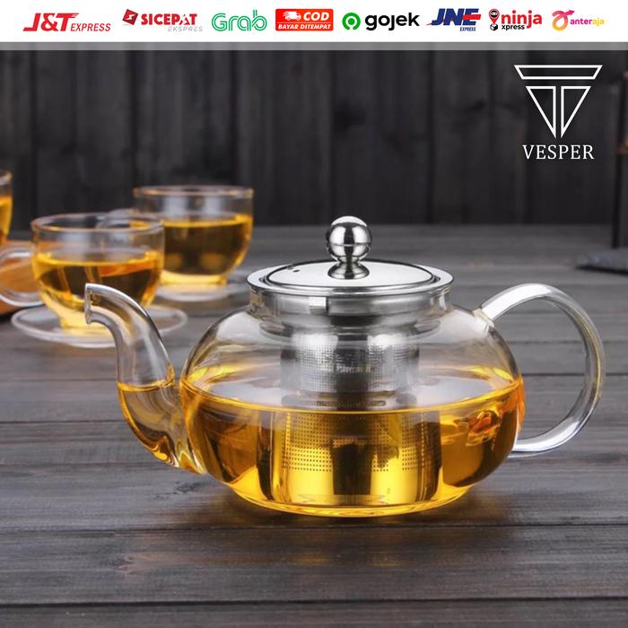 Promo Tea pot infuser 1liter / teko teh kaca saringan / teapot maker 1 ...