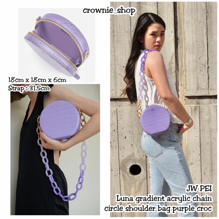 Jual JW PEI luna gradient acrylic chain circle shoulder bag - purple ...