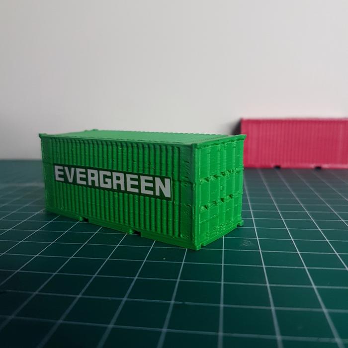 Jual miniatur container 20ft skala HO 1/87 mang irin - 20ft evergreen ...