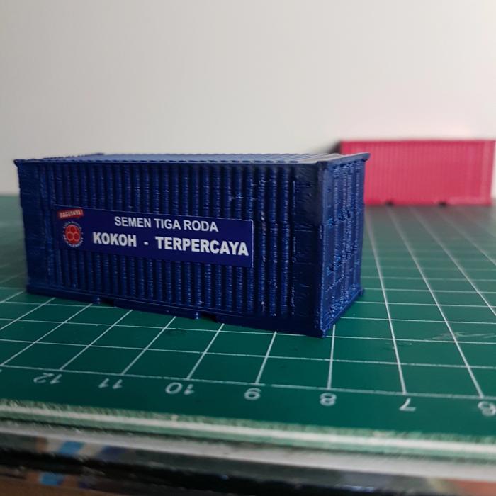 Jual miniatur container 20ft skala HO 1/87 mang irin - 20ft 3roda biru ...