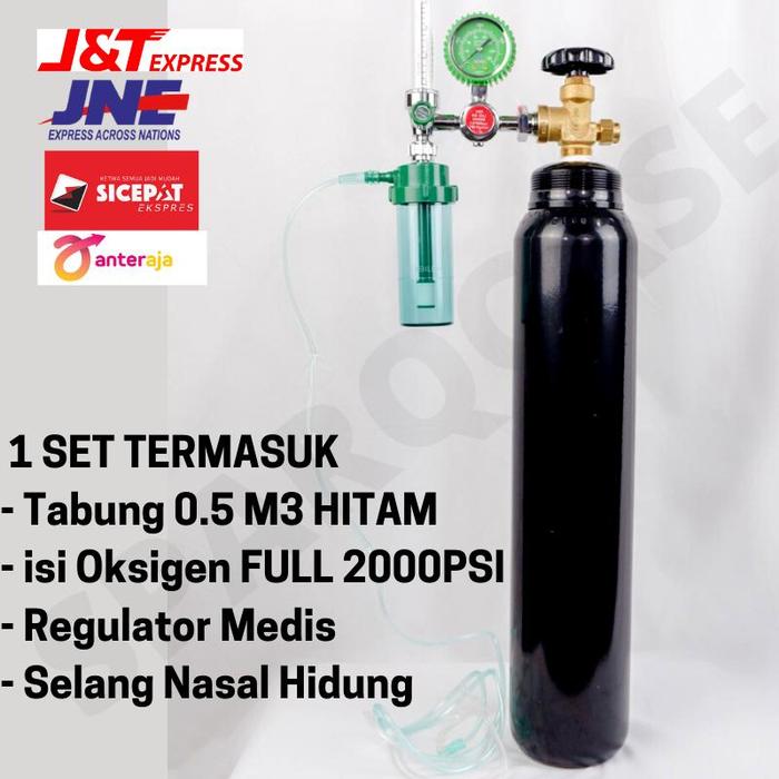 Jual Tabung Oksigen 0.5M3 Set BRIKUT( isi O2 + Reg. Portable) - Putih ...